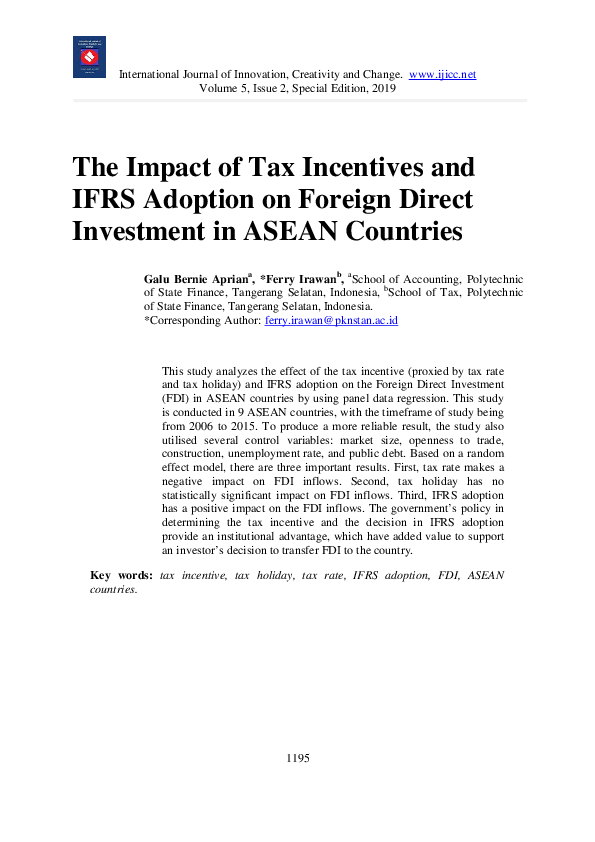(PDF) The Impact of Tax Incentives and IFRS Adoption on Foreign Direct ...