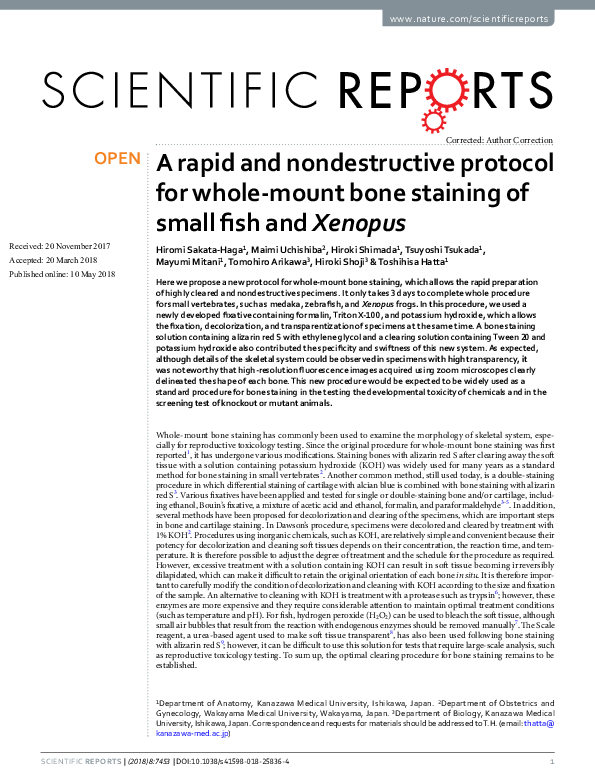 (PDF) A rapid and nondestructive protocol for whole-mount bone staining ...