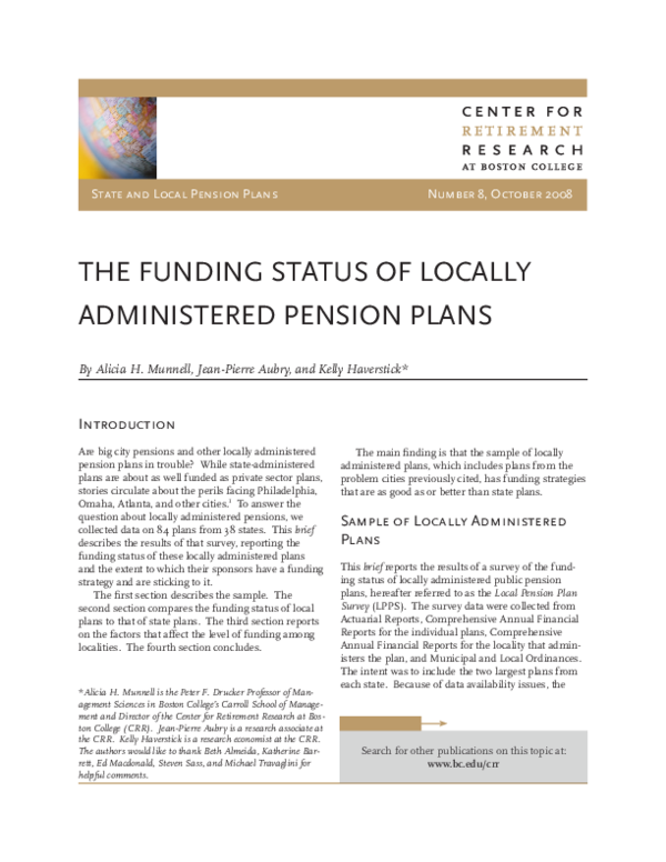 (PDF) The Funding Status of Locally Administered Pension Plans