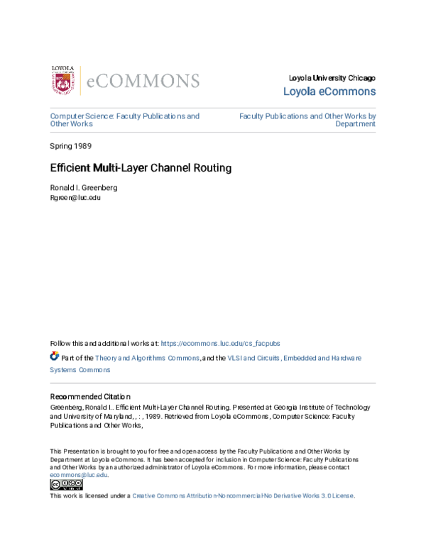 (PDF) Efficient Multi-Layer Channel Routing