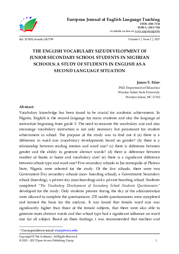 PDF The English Vocabulary Size Development Of Junior Secondary pdf-the-english-vocabulary-size-development-of-junior-secondary