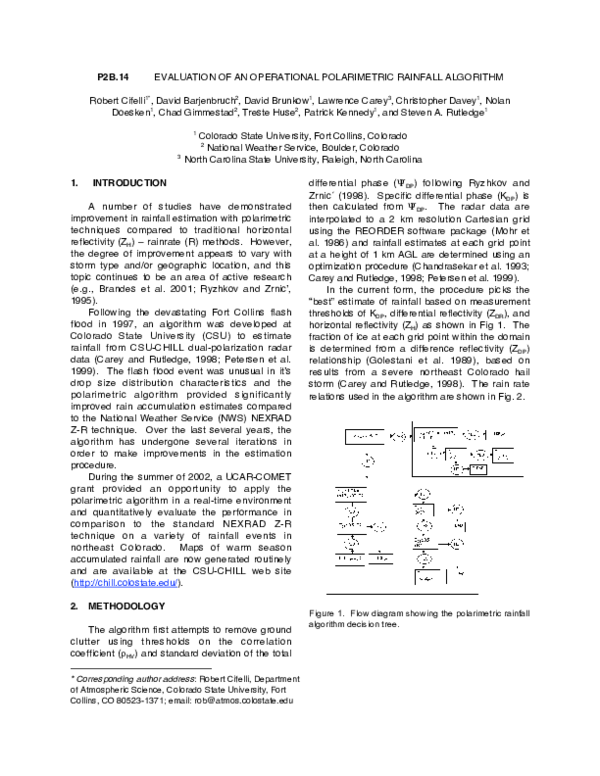 Pdf Evaluation Of An Operational Polarimetric Rainfall Algorithm