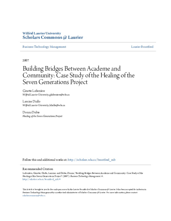 (PDF) Building Bridges Between Academe and Community: Case Study of the ...