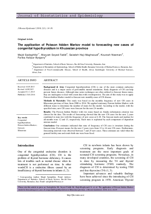Pdf The Application Of Poisson Hidden Markov Model To Forecasting New
