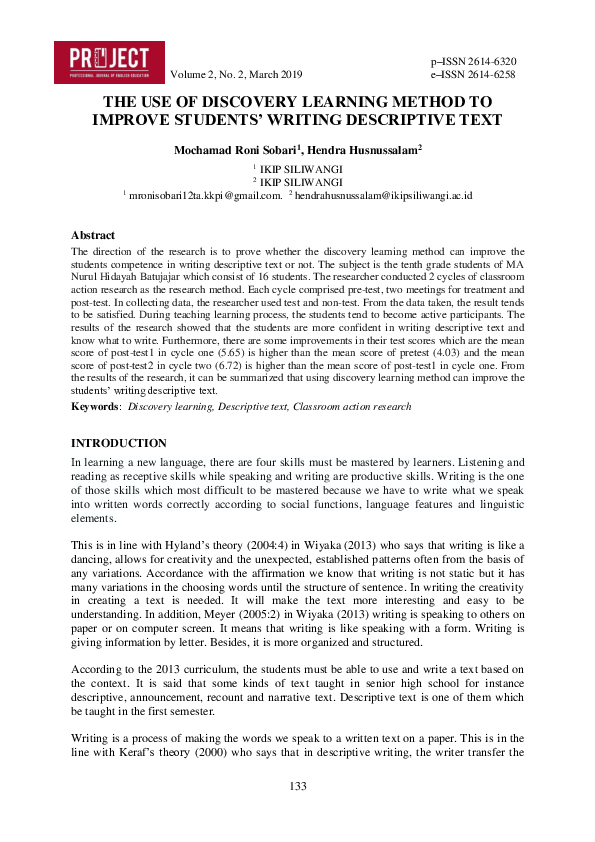 (PDF) The Use of Discovery Learning Method to Improve Students’ Writing ...