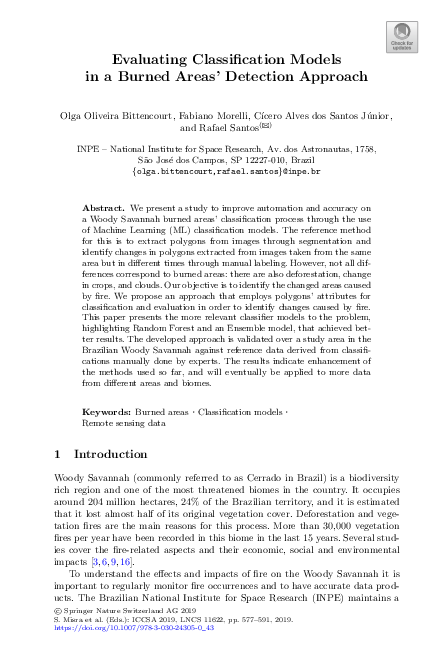 (PDF) Evaluating Classification Models in a Burned Areas’ Detection Approach