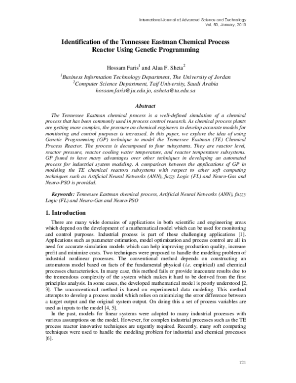 (PDF) Identification of the Tennessee Eastman Chemical Process Reactor ...