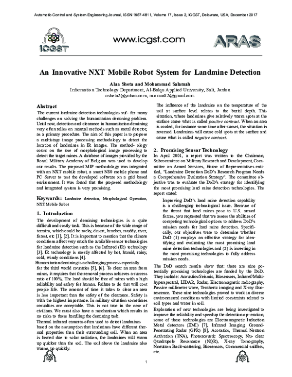(PDF) An Innovative NXT Mobile Robot System for Landmine Detection