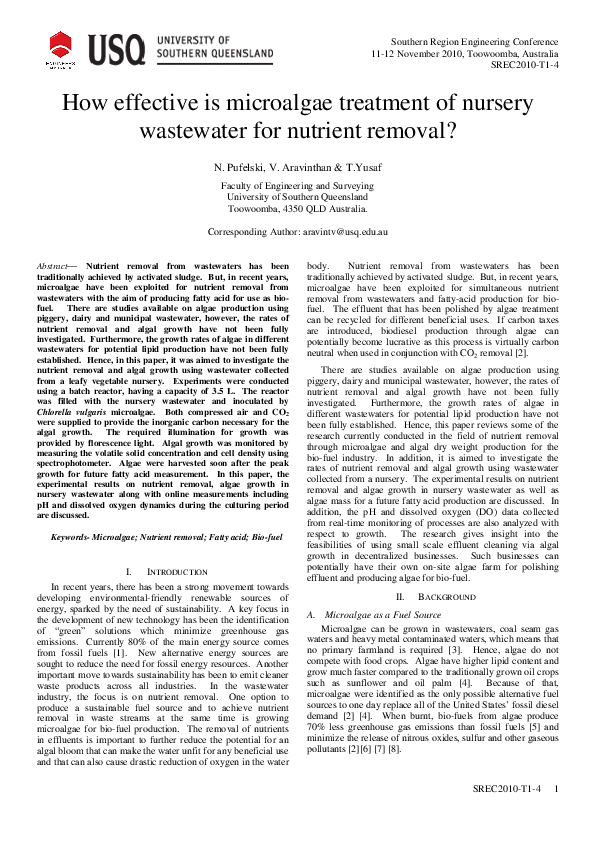 (PDF) How effective is microalgae treatment of nursery wastewater for nutrient removal