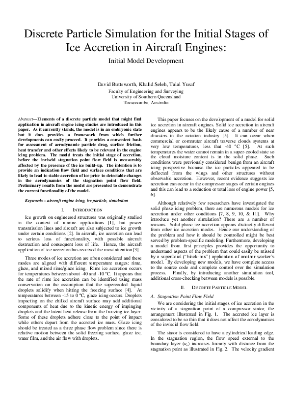 Pdf Discrete Particle Simulation For The Initial Stages Of Ice Accretion In Aircraft Engines 7158