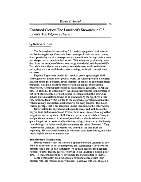 (PDF) Confused Clerics: The Landlord's Stewards in C.S. Lewis's The ...