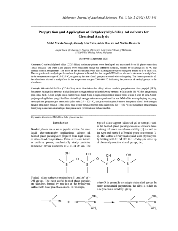 (PDF) Preparation and Application of Octadecylsilyl-Silica Adsorbents ...