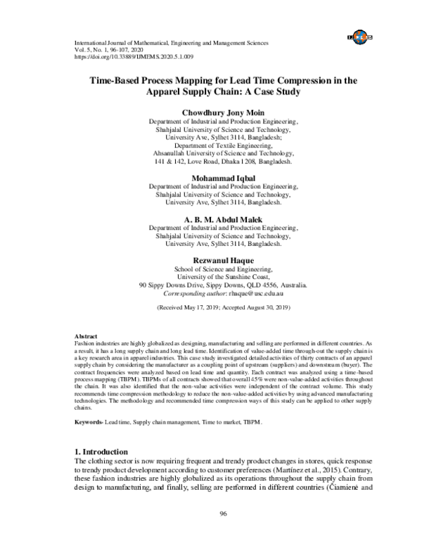 (PDF) Time-Based Process Mapping for Lead Time Compression in the ...