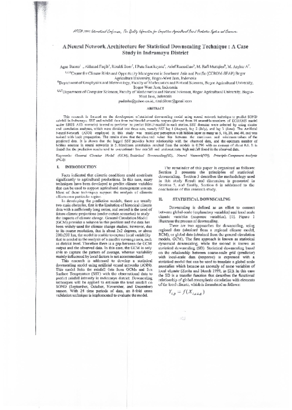 Pdf A Neural Network Architecture For Statistical Downscaling