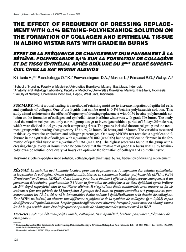 (PDF) Effet de la fréquence de changement d’un pansement à la bétaïne ...