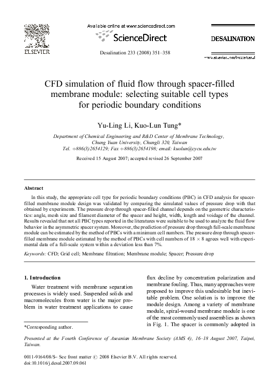 (PDF) CFD simulation of fluid flow through spacer-filled membrane ...