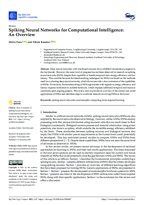 (PDF) Advancing Spiking Neural Networks in Practice (PDF) Advancing Spiking Neural Networks in Practice