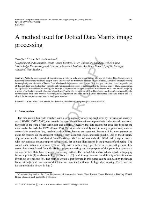(PDF) A method used for Dotted Data Matrix image processing