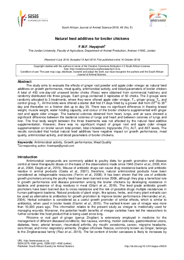 (PDF) Natural feed additives for broiler chickens