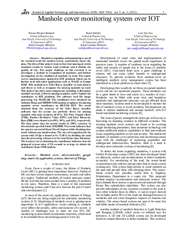 (PDF) Manhole cover monitoring system over IOT