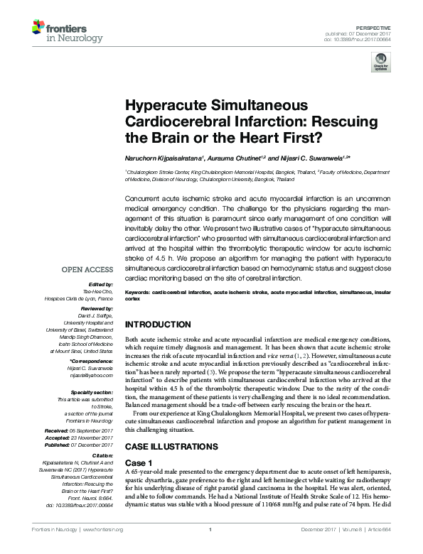 (PDF) Hyperacute Simultaneous Cardiocerebral Infarction: Rescuing the ...