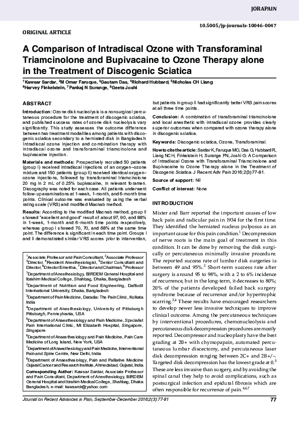 (PDF) A Comparison of Intradiscal Ozone with Transforaminal ...