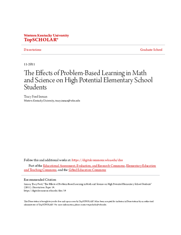 (PDF) The Effects of Problem-Based Learning in Math and Science on High ...