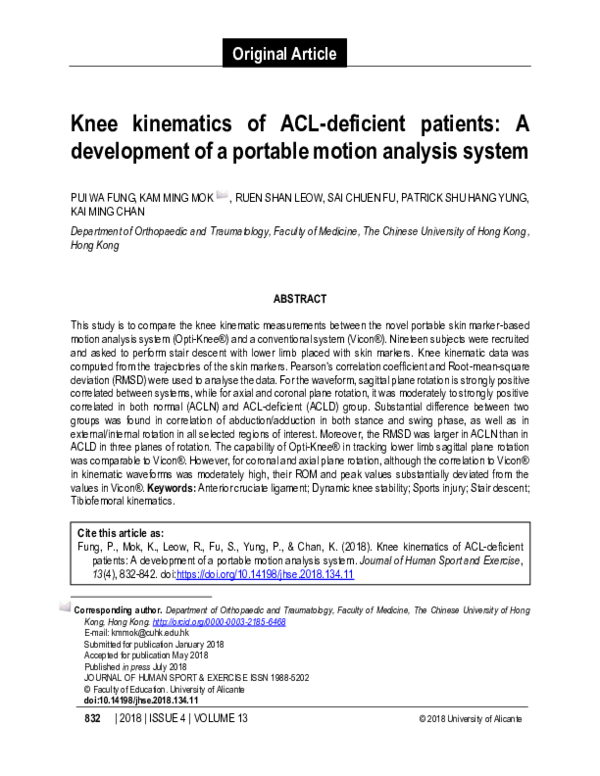 (PDF) Knee kinematics of ACL-deficient patients: A development of a ...