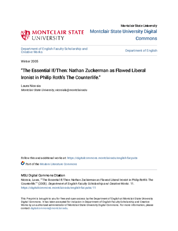 (PDF) “The Essential If/Then: Nathan Zuckerman as Flawed Liberal ...