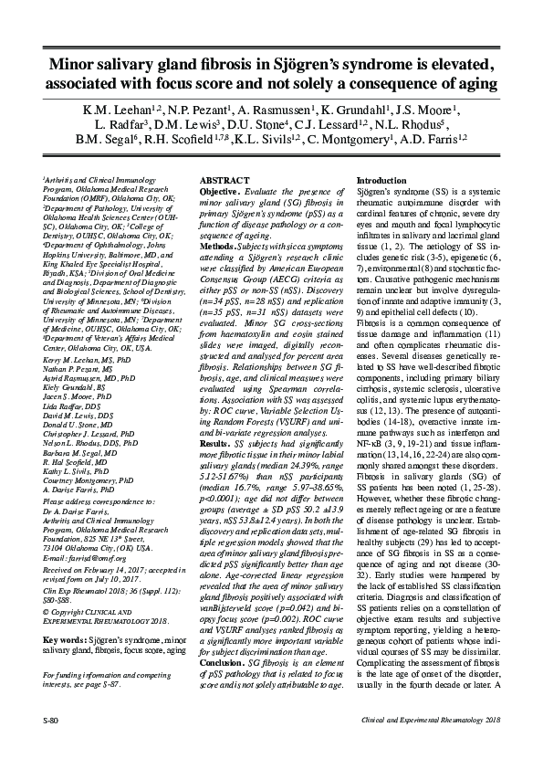 (PDF) Minor salivary gland fibrosis in Sjögren's syndrome is elevated ...