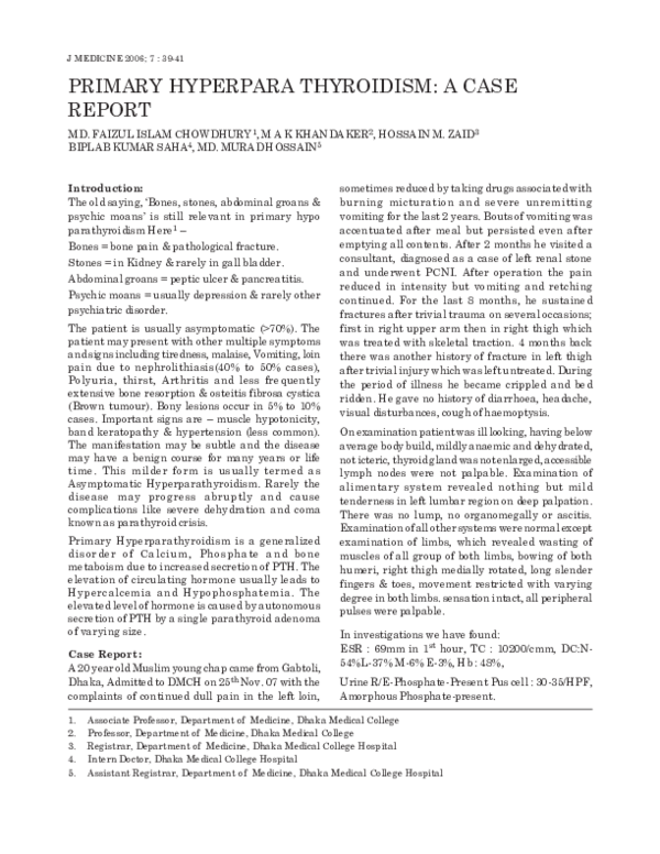 (PDF) Primary Hyper Parathyroidism