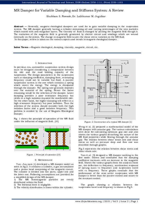 (PDF) MR Damper for Variable Damping and Stiffness System: A Review