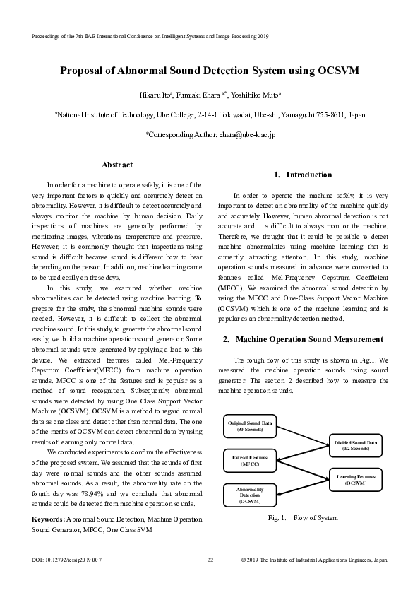 (PDF) Proposal of Abnormal Sound Detection System using OCSVM