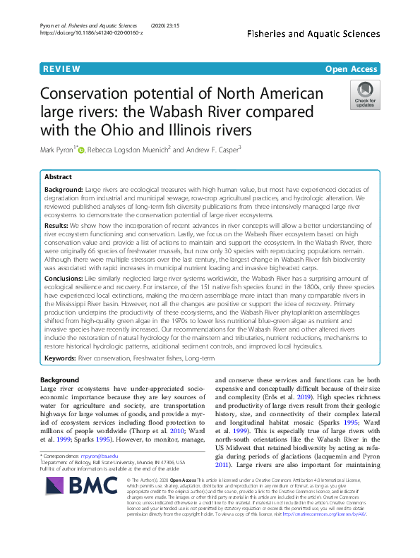 (PDF) Conservation potential of North American large rivers: the Wabash River compared with the ...