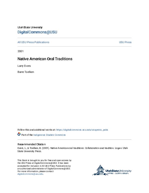 (PDF) Native American Oral Traditions
