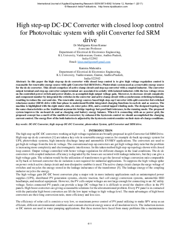 (PDF) High step-up DC-DC Converter with closed loop control for Photovoltaic system with split ...