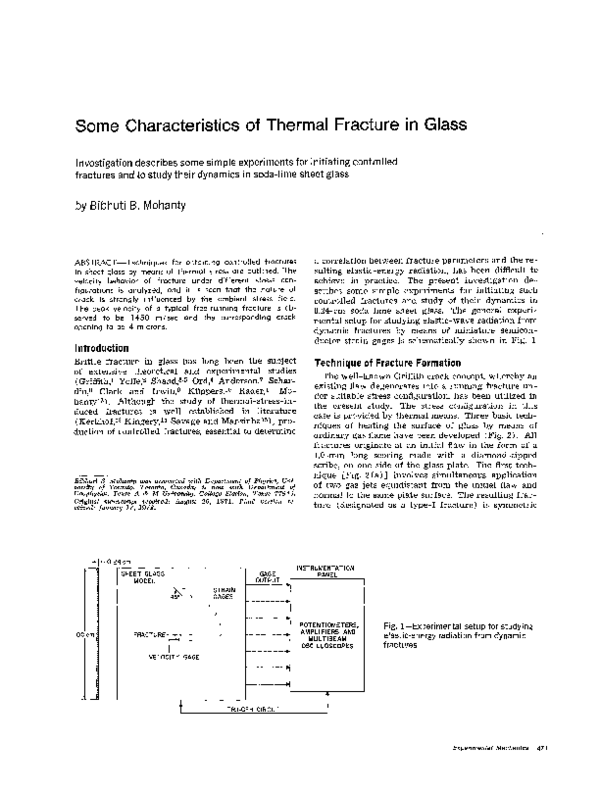 (PDF) Some characteristics of thermal fracture in glass