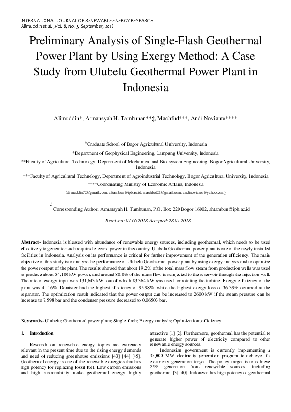 (PDF) Preliminary Analysis of Single-Flash Geothermal Power Plant by ...