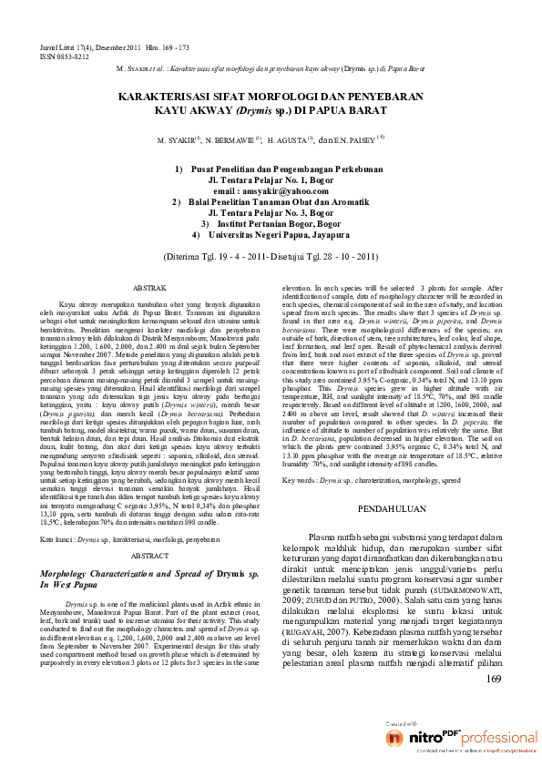 (PDF) KARAKTERISASI SIFAT MORFOLOGI DAN PENYEBARAN KAYU AKWAY (Drymis ...
