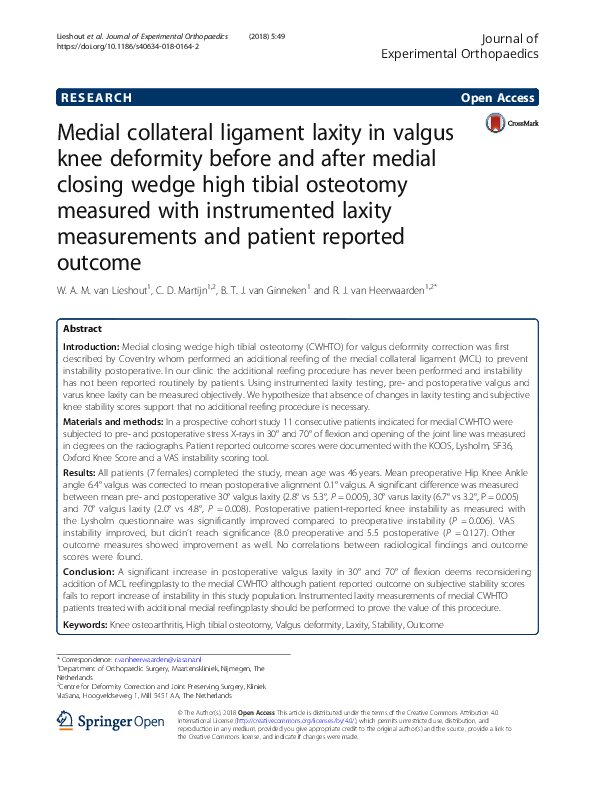 (PDF) Medial collateral ligament laxity in valgus knee deformity before ...