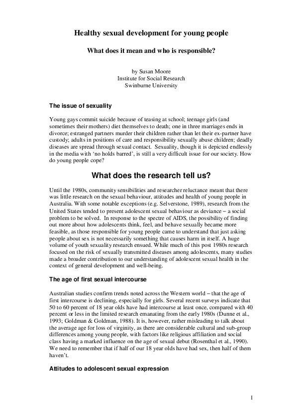 (PDF) Healthy sexual development for young people: what does it mean ...