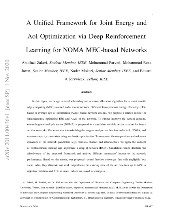 (PDF) A Unified Framework for Joint Energy and AoI Optimization via Deep Reinforcement Learning ...