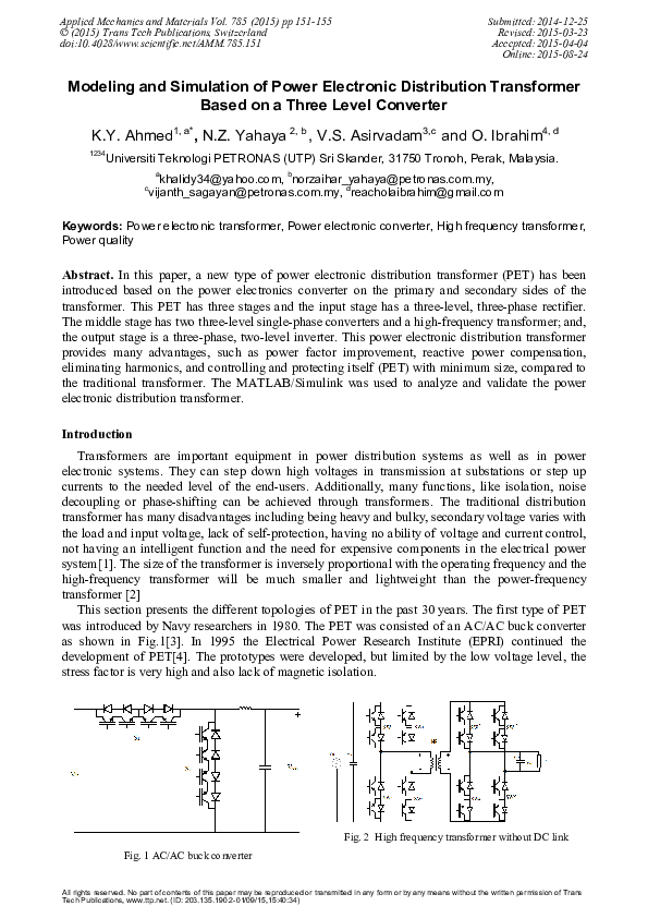 Pdf Modeling And Simulation Of Power Electronic Distribution Transformer Based On A Three