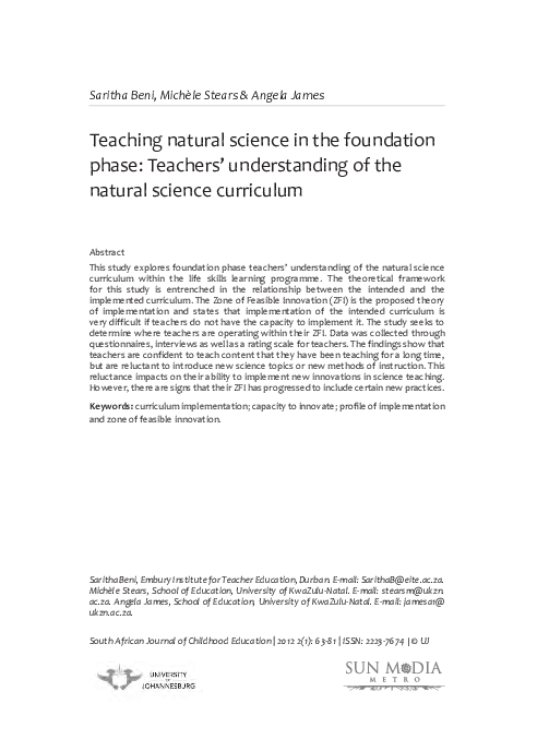 (PDF) Teaching natural science in the foundation phase: Teachers ...