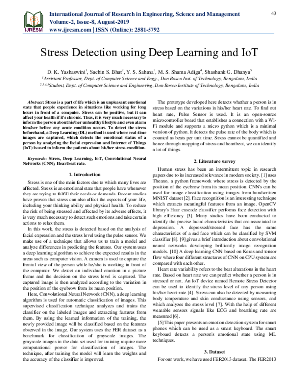 Pdf Stress Detection Using Deep Learning And Iot