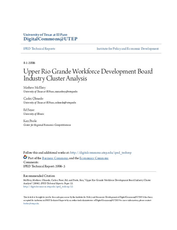 (PDF) Upper Rio Grande Workforce Development Board Industry Cluster ...