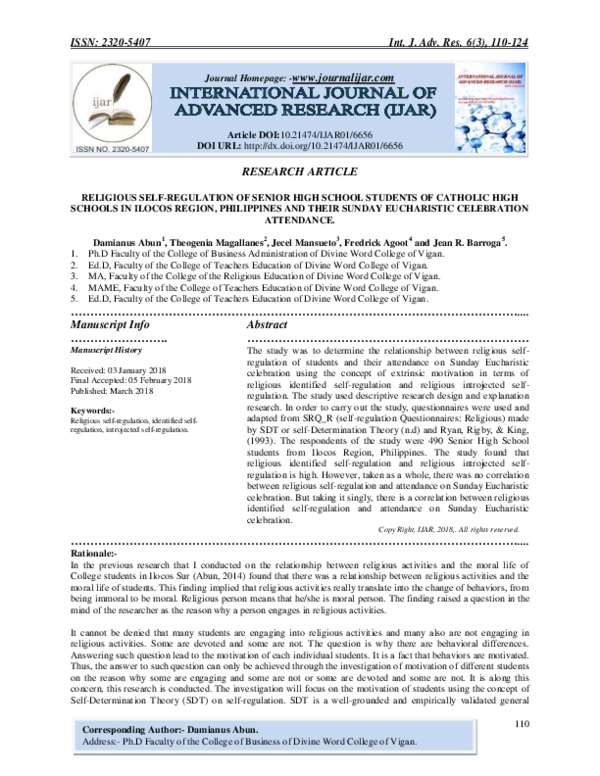 (PDF) Religious Self-Regulation of Senior High School Students of ...
