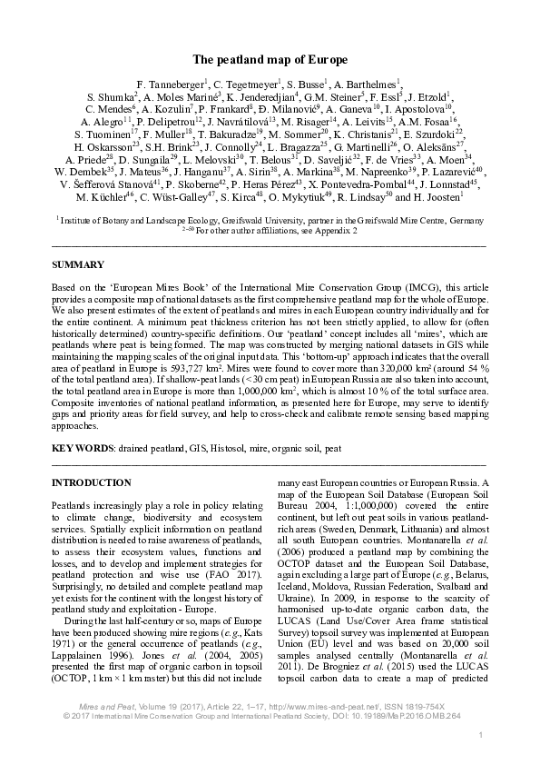 (PDF) The peatland map of Europe