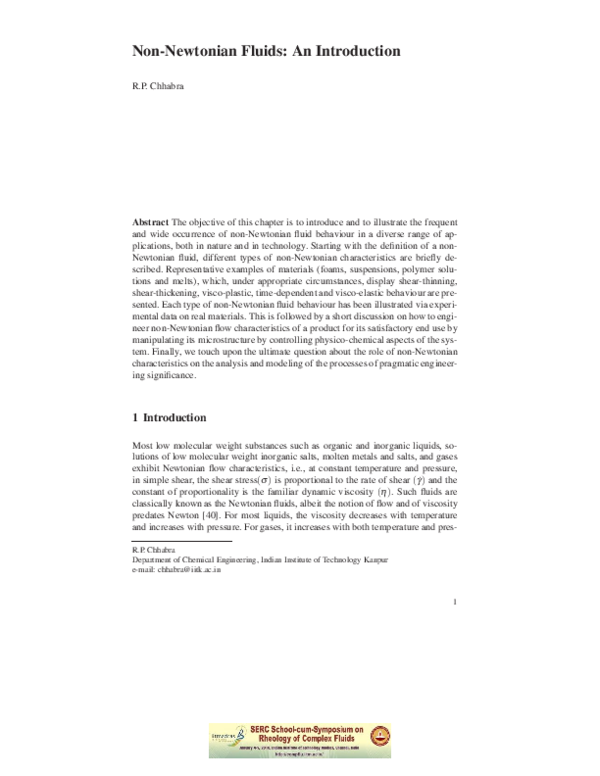 (PDF) Non-Newtonian Fluids: An Introduction