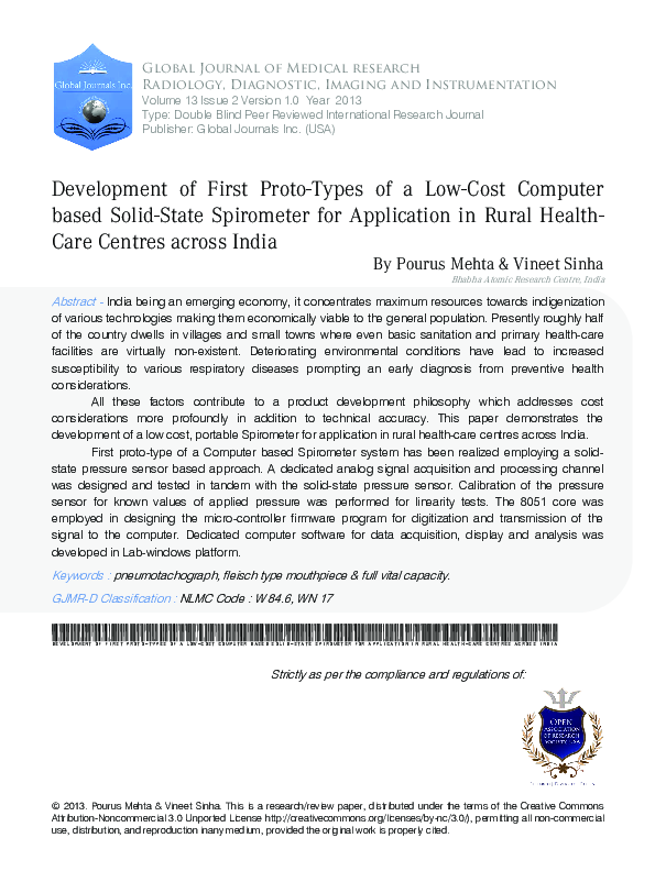 (PDF) Development of First Proto-Types of a Low-Cost Computer based Solid-State Spirometer for ...
